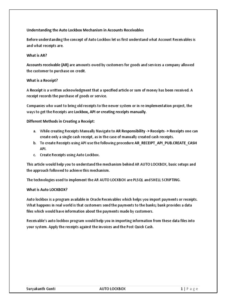 2 Lockbox Approach Pdf Application Programming Interface Receipt