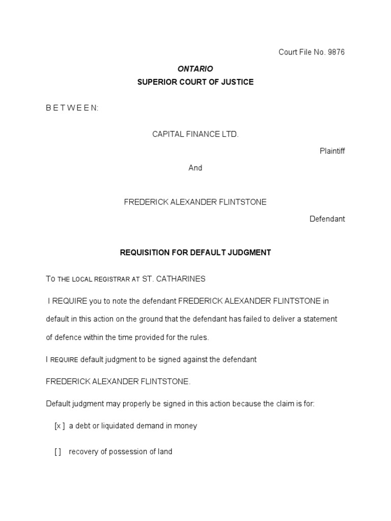 Requisition For Default Judgement | PDF | Default Judgment | Civil Law ...