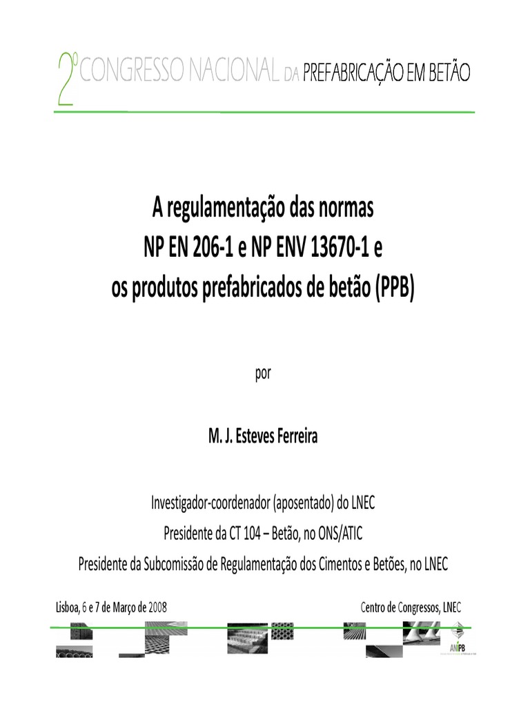 Betao A Regulamentacao Das Normas Portuguesas NP en 206 1 e NP ENV ...