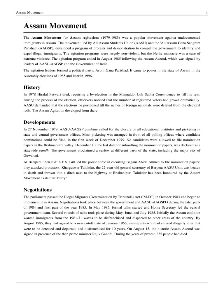 Assam Movement | PDF | Elections | Political Events