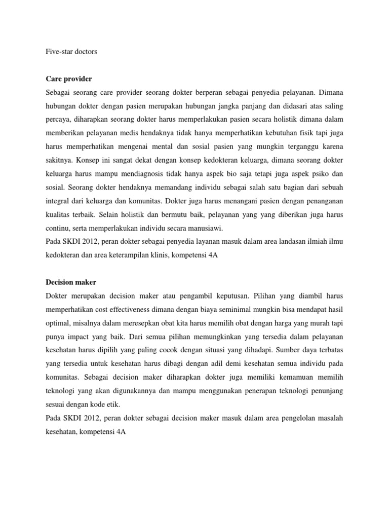 Peran Five-Star Doctor dalam Pelayanan Kesehatan | PDF
