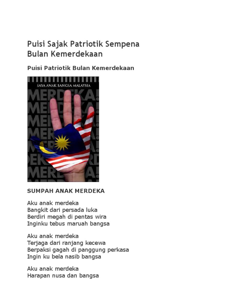 Puisi Sajak Patriotik Sempena Bulan | PDF