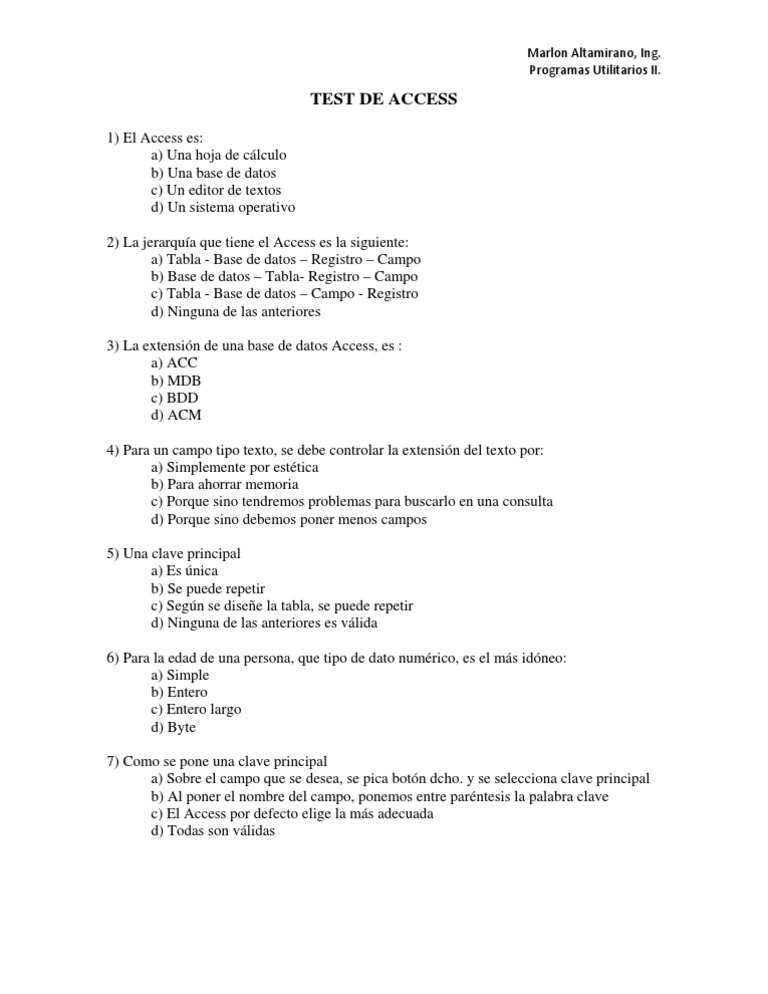 Test de Access | PDF