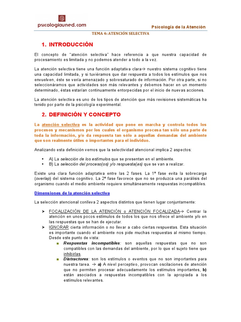 Atencion Selectiva Pdf Atención Percepción