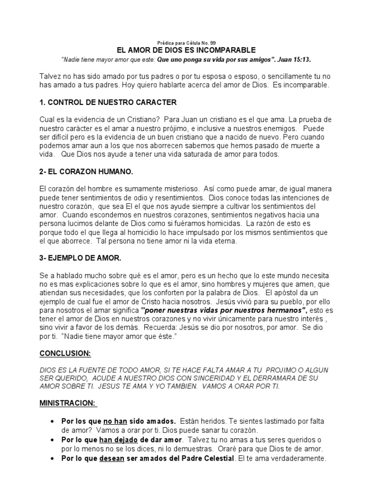 099 El Incomparable Amor de Dios | PDF