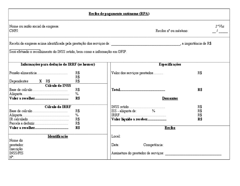 Modelo 40 Recibo de Pagamento A Autonomo RPA | PDF