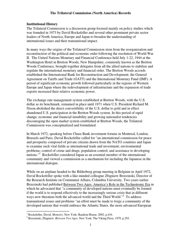 The Trilateral Commission (North America) Records Archive | PDF ...