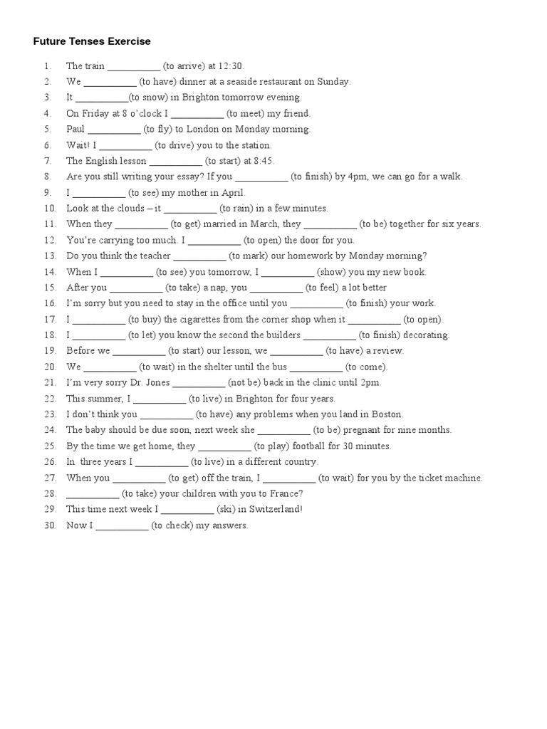 Future Tenses Exercise | PDF