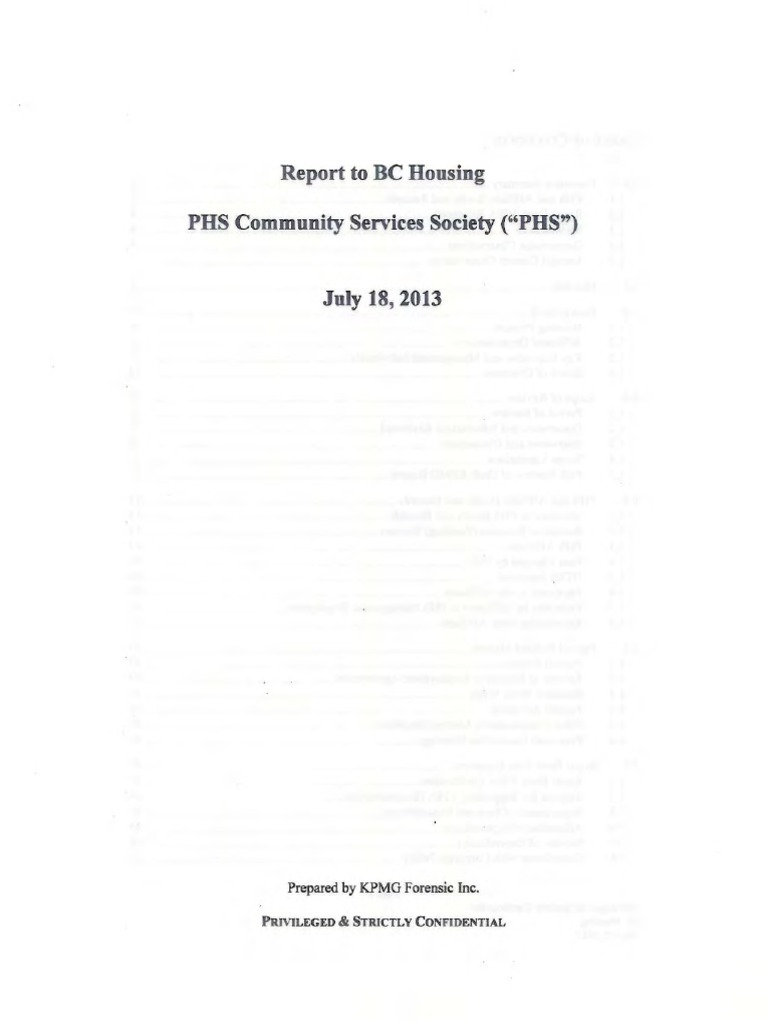 Portland Hotel Society Financial Review: KPMG | PDF