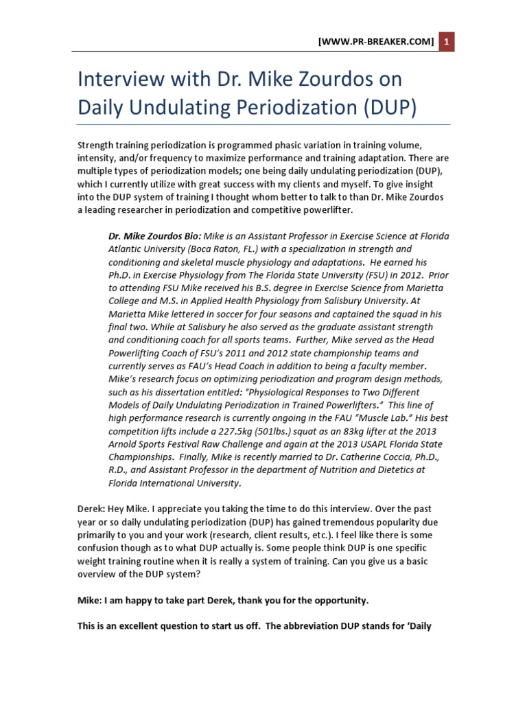 Interview With Dr. Mike Zourdos On Daily Undulating Periodization (DUP ...