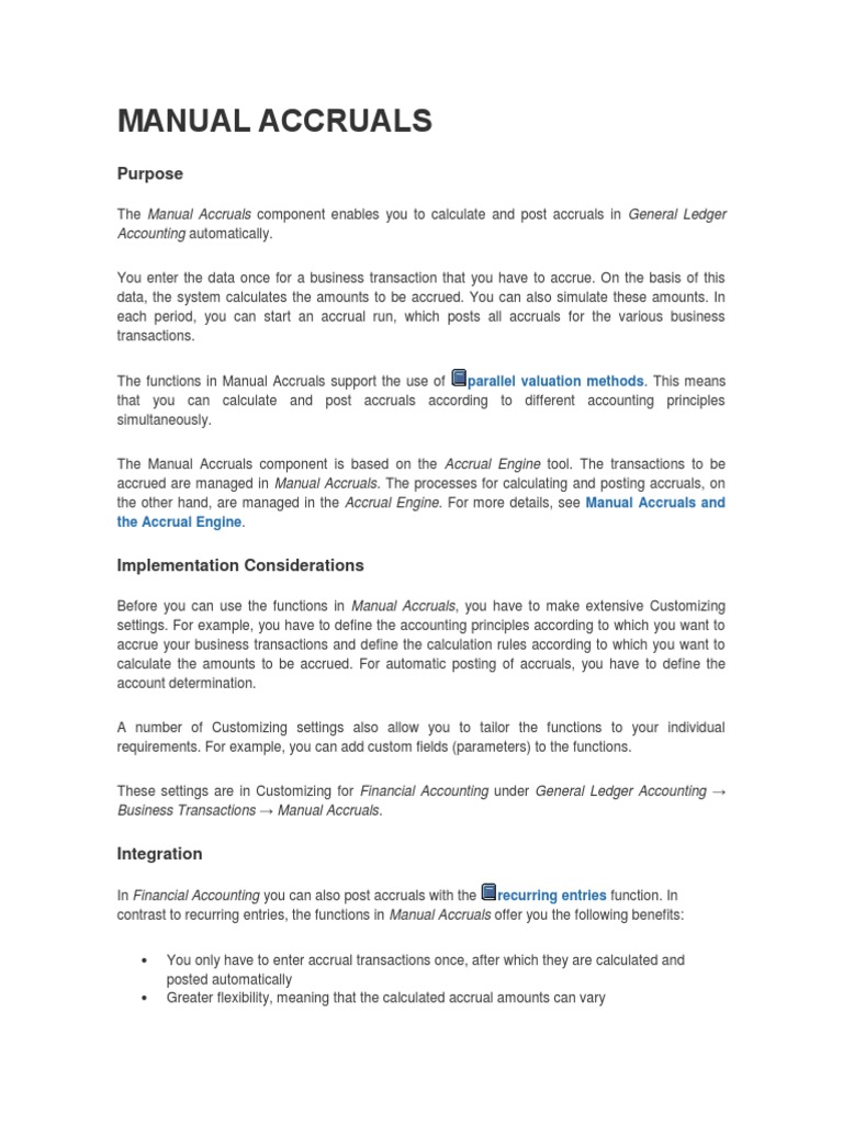 Manual Accruals | Accrual | Object (Computer Science)