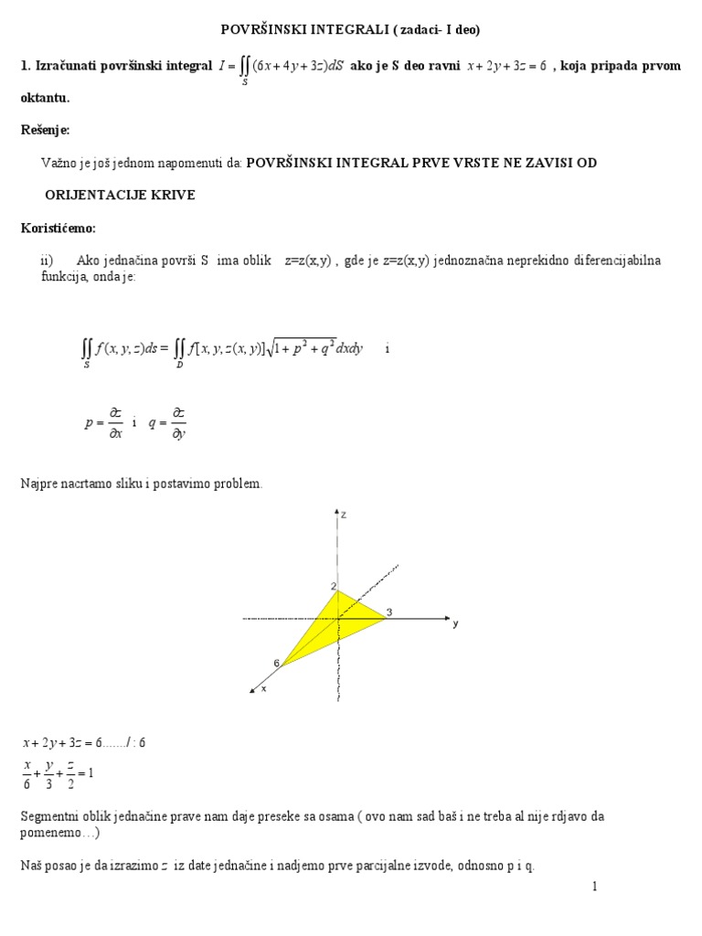 6.povrsinski Integrali - Zadaci (I Deo) | PDF