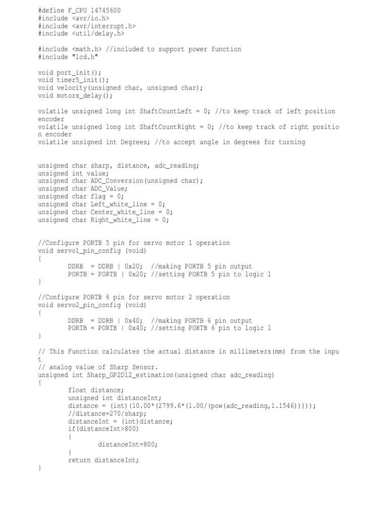 Code For Fruit Plucking Robot Using ATMEGA2560 | PDF | Servomechanism | Integer (Computer Science)