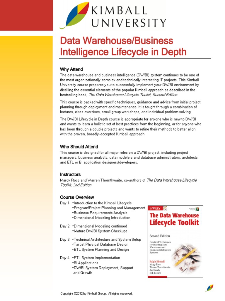 Kimball University Data Warehouse Business Intelligence Lifecycle in ...