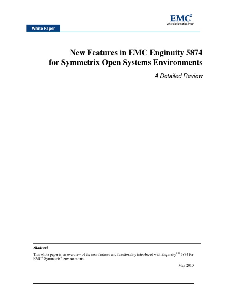 Docu33476 White Paper New Features in EMC Enginuity 5874 For Symmetrix ...