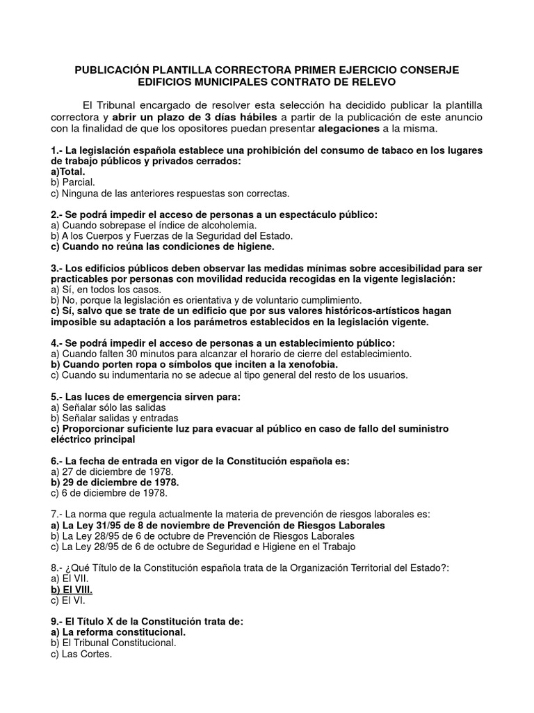 EXAMEN COMPLETO Plantilla Correctora Conserje Contr - Relev | PDF | Corriente eléctrica