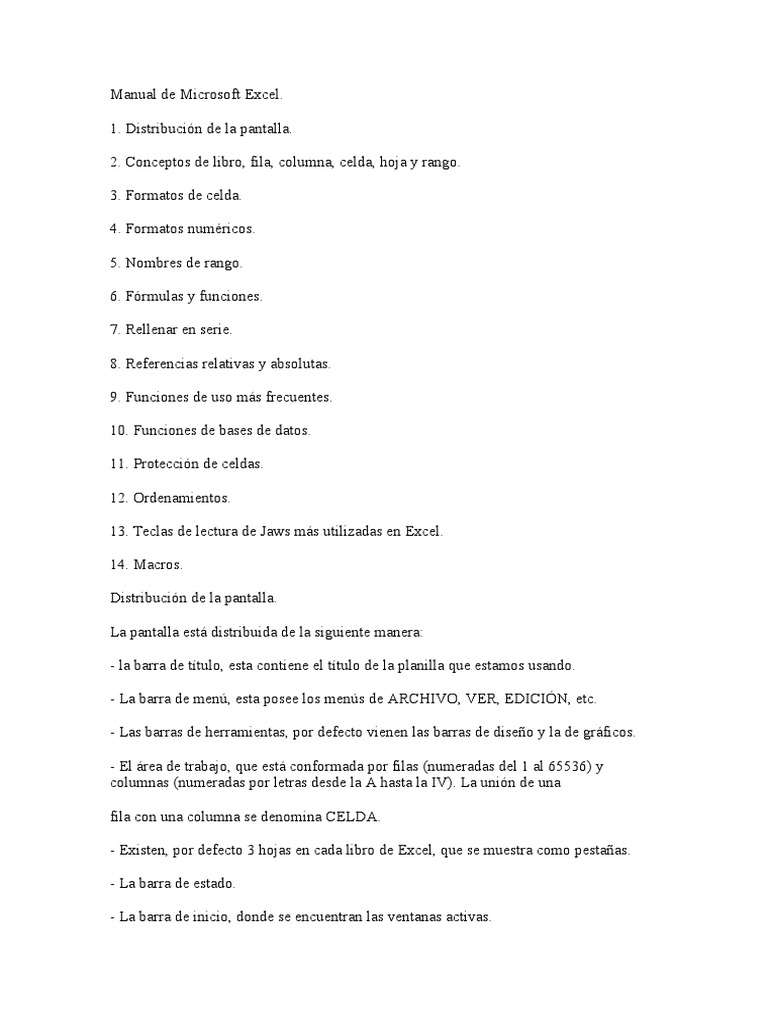 Manual de Exel | PDF | Microsoft Excel | Tabla (base de datos)