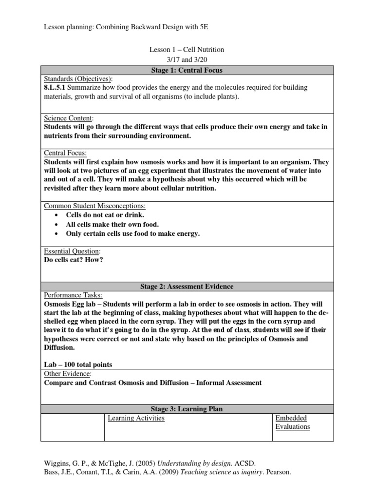 Lesson Plan: Cell Nutrition & Osmosis | PDF | Nutrition | Diet & Nutrition