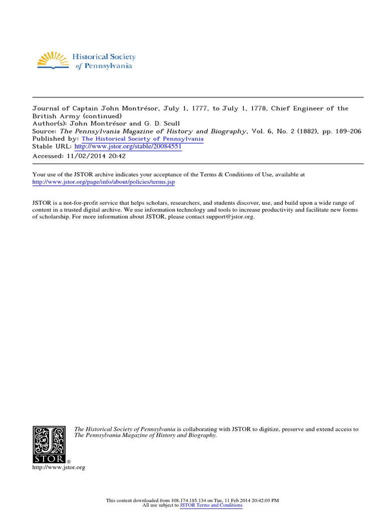 Journal of Captain John Montresor | PDF | Artillery Battery | George ...