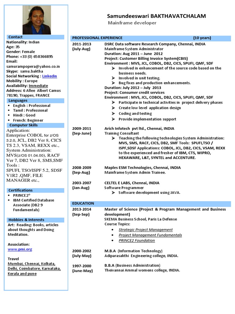 CV - MF 2222 | PDF | Ibm Db2 | System Administrator