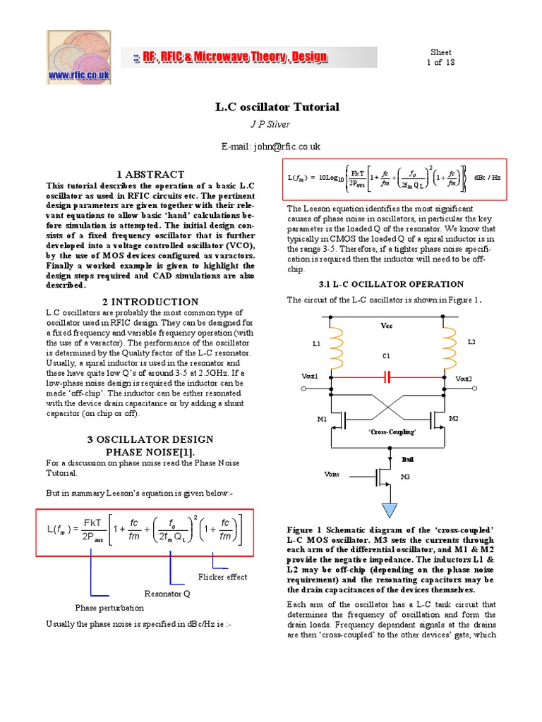 L.C Oscillator Tutorial: 1 Abstract | PDF