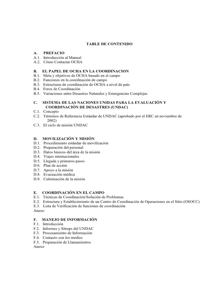 UNDAC Handbook - Spanish | PDF | Naciones Unidas | Relaciones ...