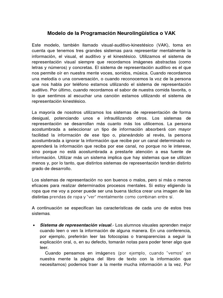 Modelo Vak | Información | Aprendizaje