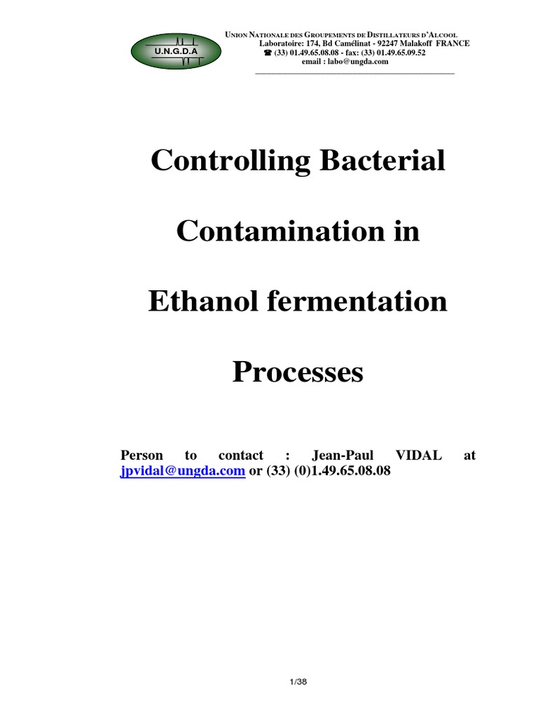 Controlling Bacterial Contamination in Ethanol Fermentation Processes ...