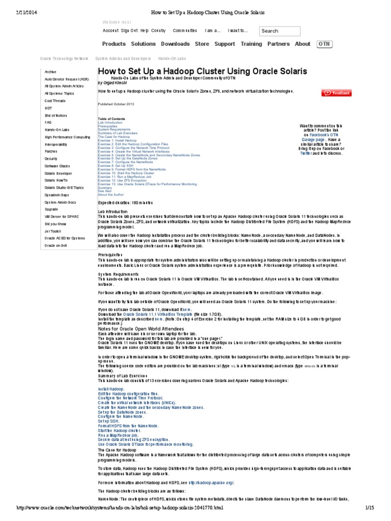 How To Set Up A Hadoop Cluster Using Oracle Solaris Pdf Apache 2332