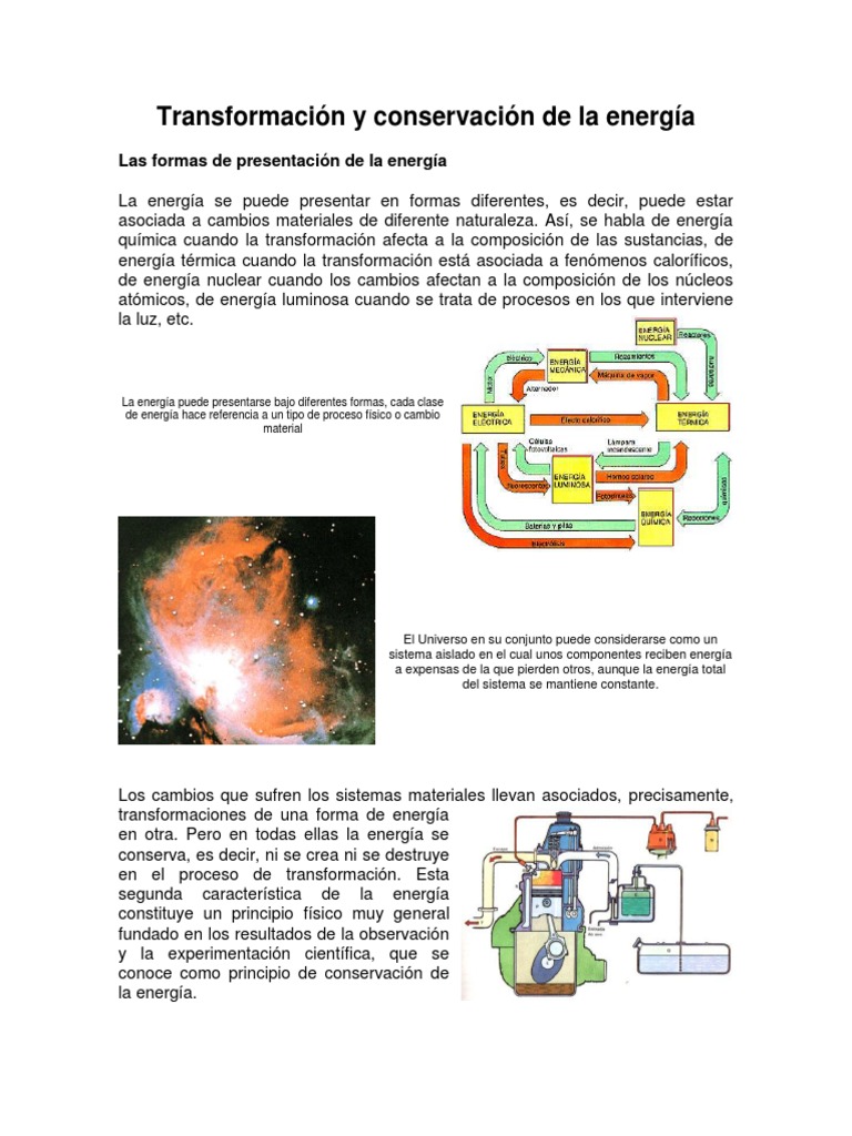 Transformación y conservación de la energía.docx | Cantidad | Física y ...