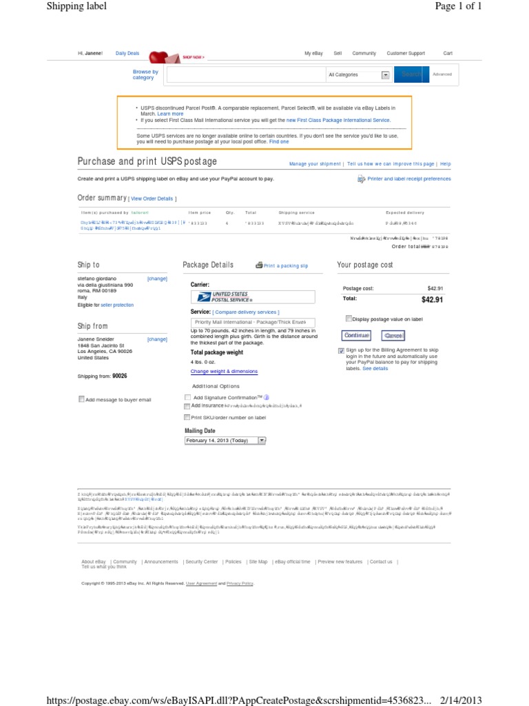 Purchase and Print USPS Postage: Order Summary | PDF | United States ...