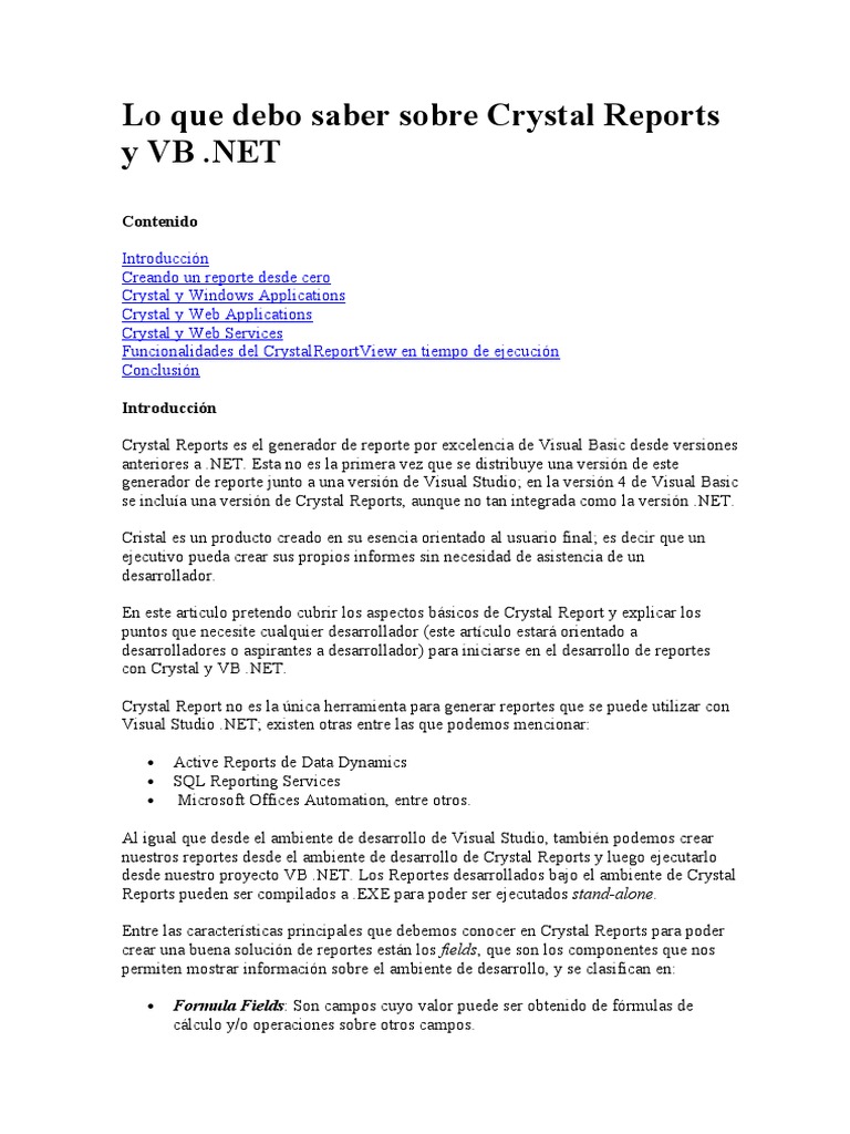 Cristal Report | PDF | Active X Data Objects | Microsoft Visual Studio