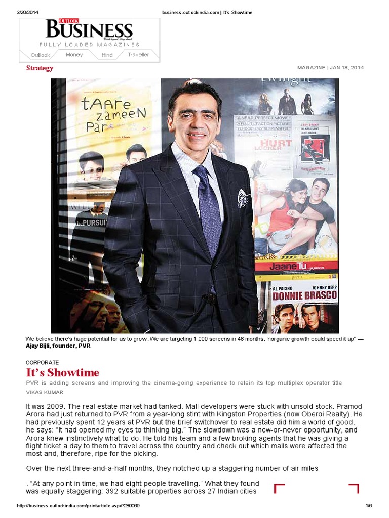 It's Showtime: Strategy | PDF | Movie Theater | Mergers And Acquisitions