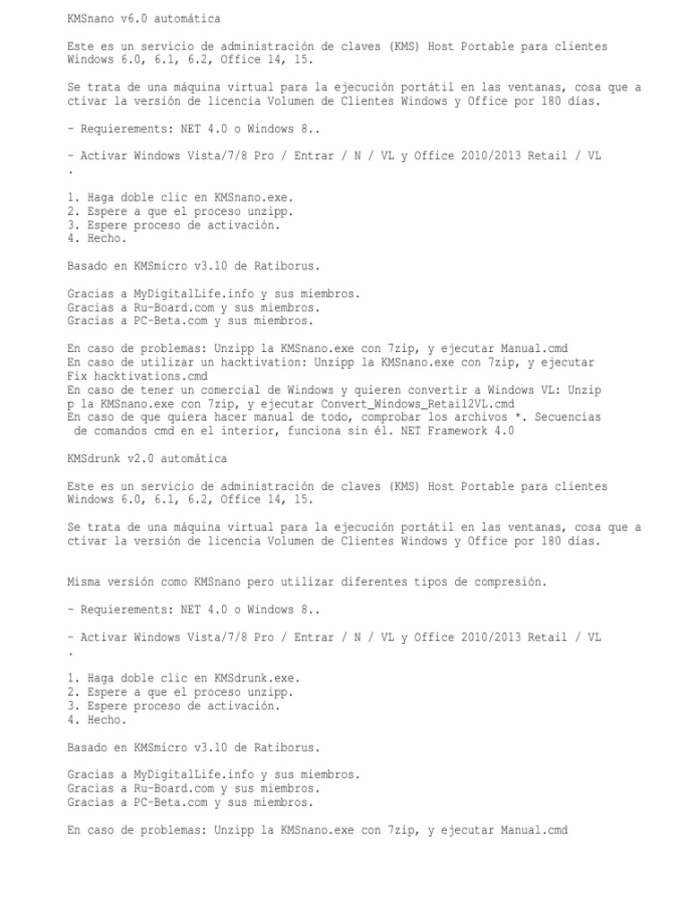 ReadMe KMSnano | PDF | Microsoft Windows | Compatibles con PC Ibm