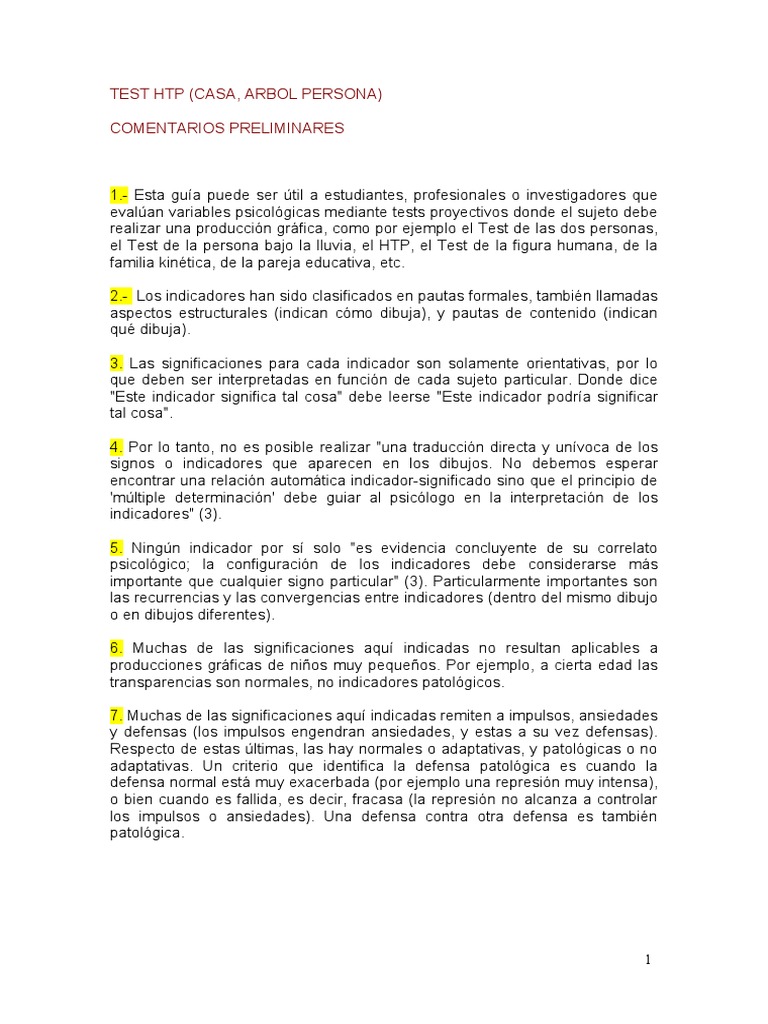 Test HTP, Caracter, Inteligencia y Entrevistas | PDF | Comportamiento ...