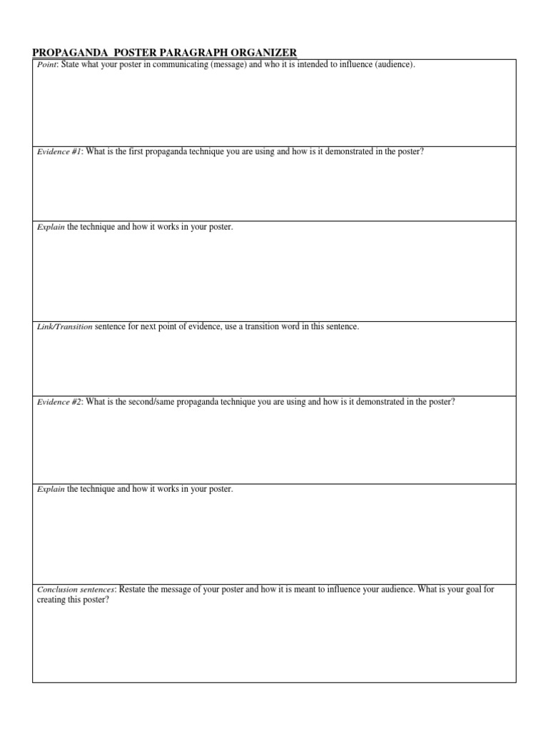 Propaganda Poster Paragraph Organizer Example | PDF | Propaganda ...