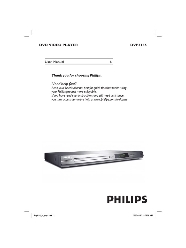 Philips DVD VIDEO PLAYER | PDF | Compact Disc | Video