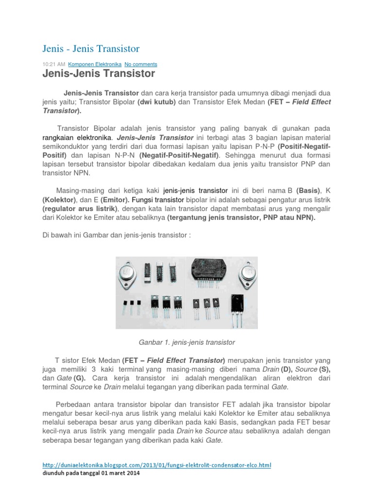 Types of Transistors | PDF