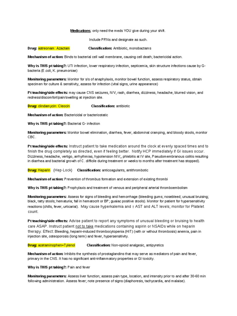 Nursing Medication List 2 | PDF