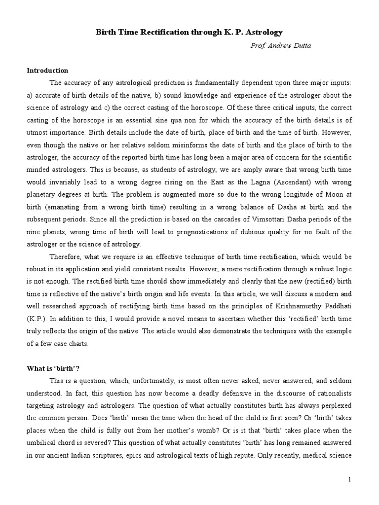 Birth Time Rectification | PDF | Astrology | Horoscope