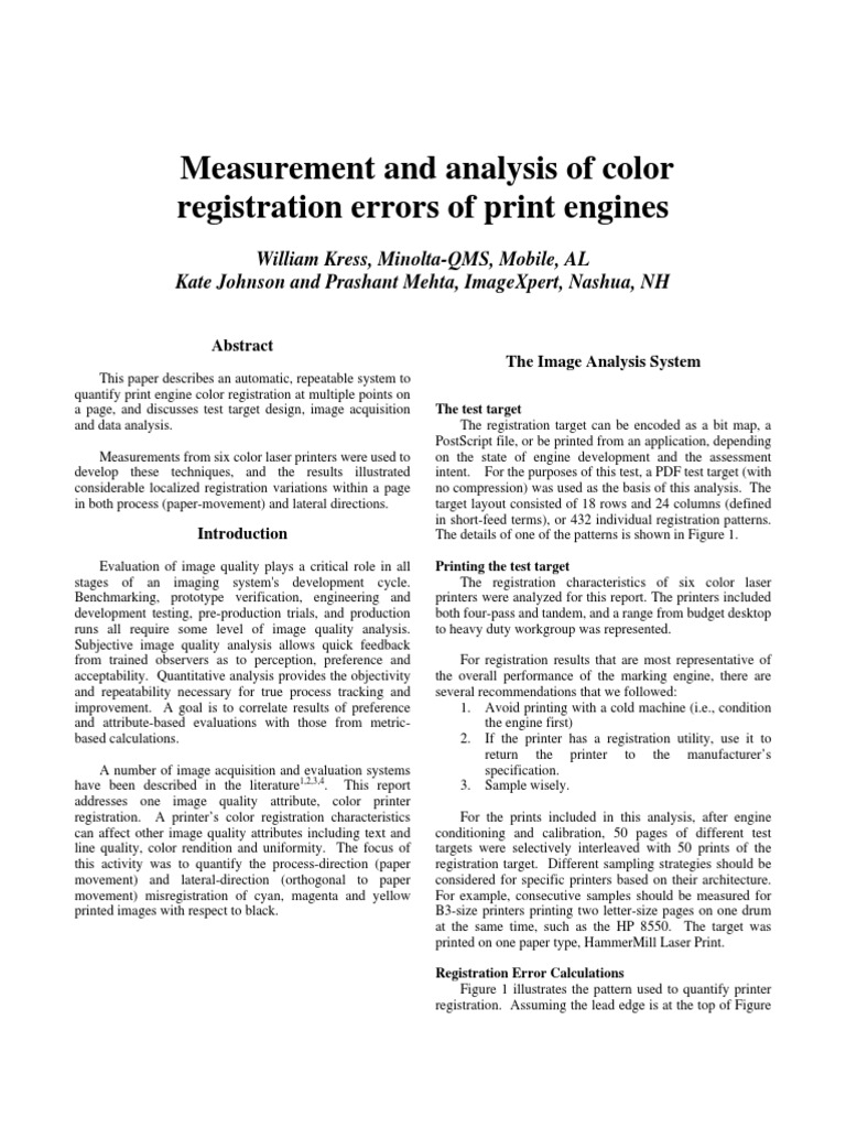 Color Registration Measurement in Printer Engines | Download Free PDF ...