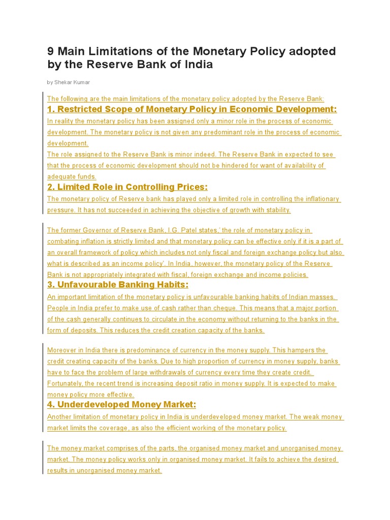 Monetory Policy | PDF | Monetary Policy | Money