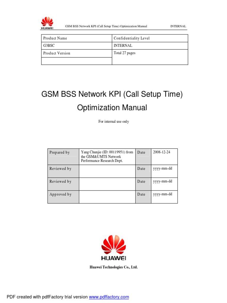 14 GSM BSS Network KPI Call Setup Time Optimization Manual | PDF | Parameter (Computer ...