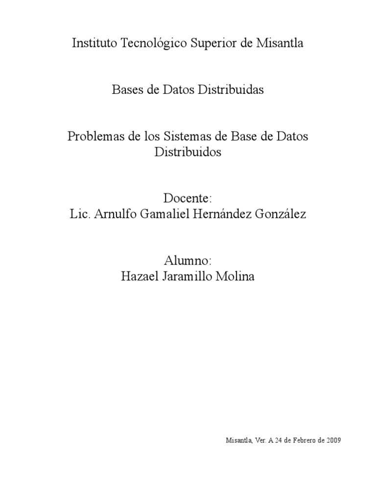 Problemas de Las Bases de Datos Distribuidas | PDF | Bases de datos | Datos