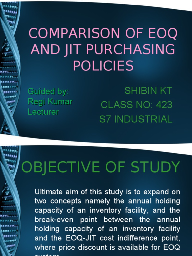 Comparison of Eoq and Jit Purchasing Policies | PDF | Demand | Inventory