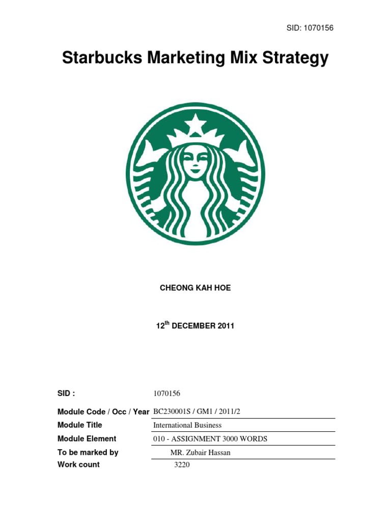 Starbucks Marketing Mix Strategy | PDF | Starbucks | Tea