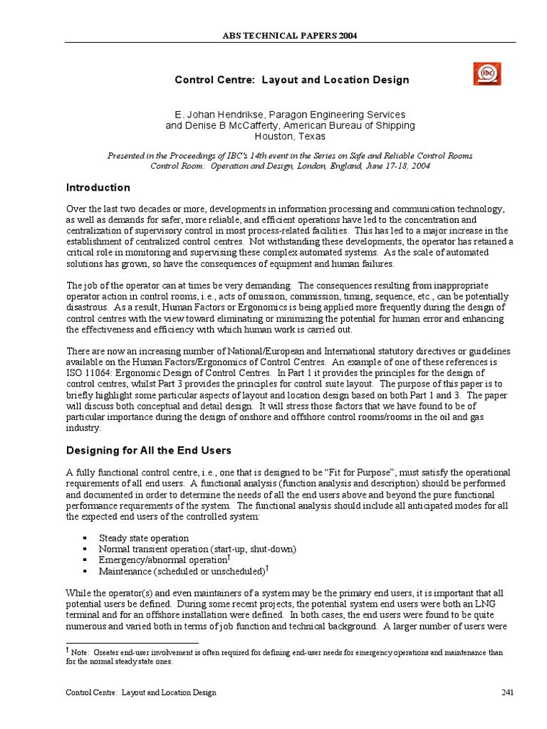 Control Centre Layout Location Design | PDF | Automation ...
