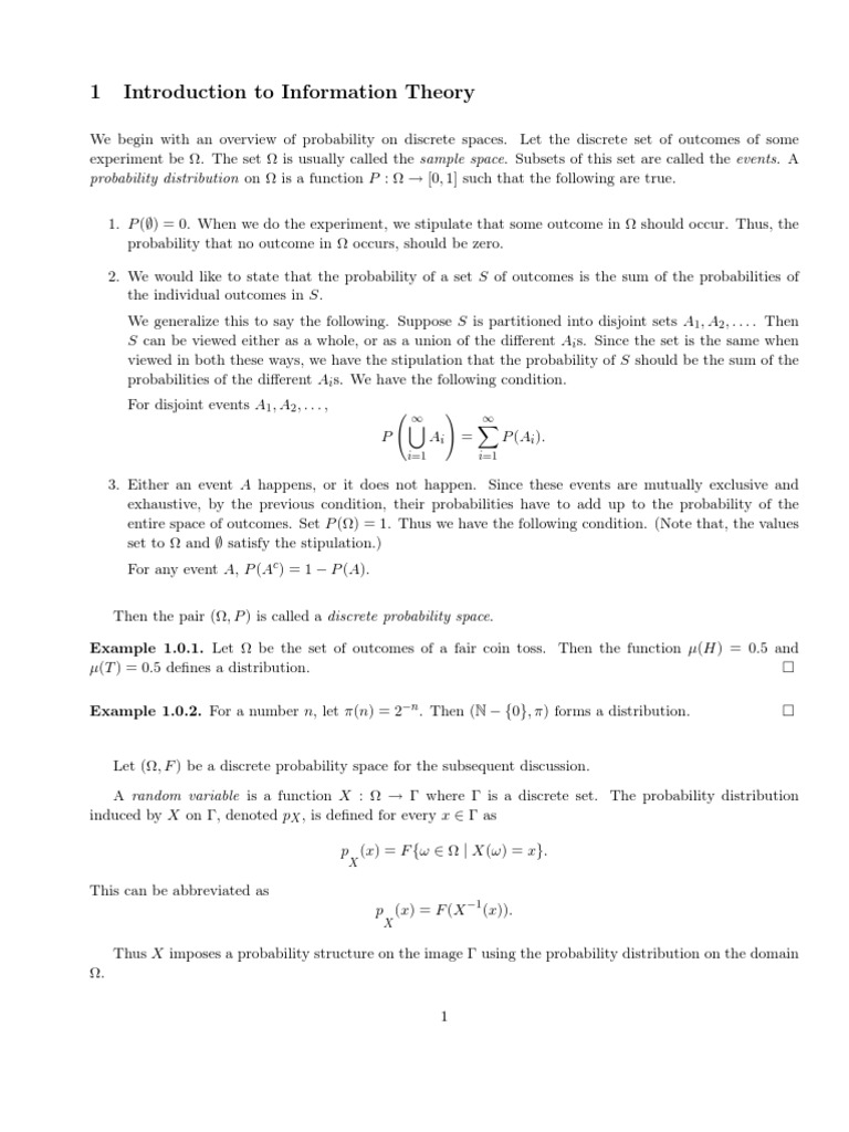 1 Introduction To Information Theory | PDF | Probability Theory | Logarithm