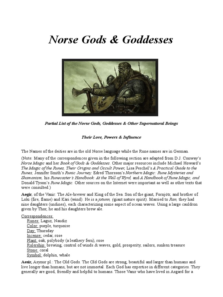 Norse Gods and Goddesses Overview | PDF | Norse Mythology