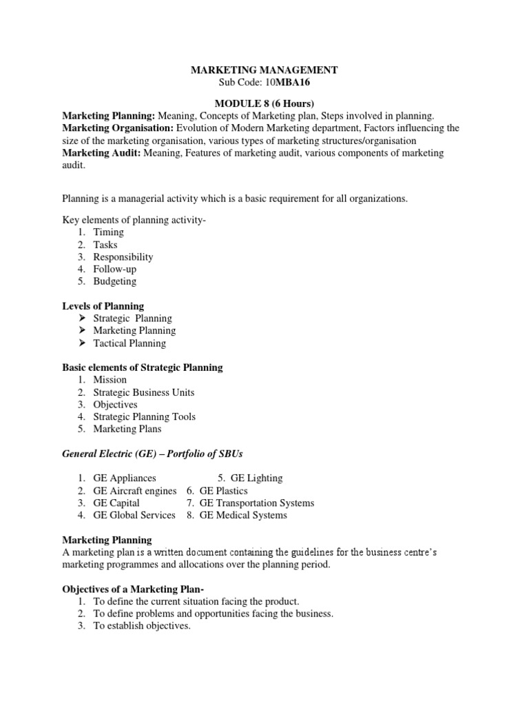 Marketing Management Notes For Module 8 | PDF | Marketing | Marketing ...